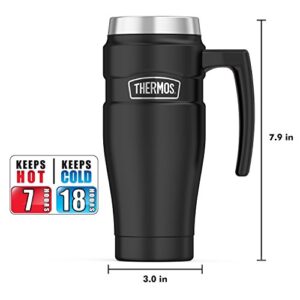 Thermos Stainless King 16 Ounce Travel Mug with Handle, Matte Black, Model Number: SK1000BKT4