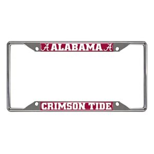 fanmats ncaa university of alabama crimson tide chrome license plate frame , 6.25"x12.25"