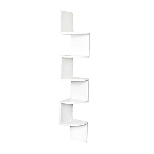 Danya B. XF11035W Large Decorative 5-Tier Corner Floating Wall Mount Display Shelving Unit - White