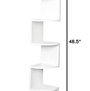 Danya B. XF11035W Large Decorative 5-Tier Corner Floating Wall Mount Display Shelving Unit - White