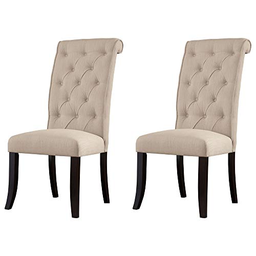 Signature Design by Ashley Tripton Classic Tufted Upholstered Armless Dining Chair, 2 Count, Beige