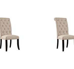 Signature Design by Ashley Tripton Classic Tufted Upholstered Armless Dining Chair, 2 Count, Beige