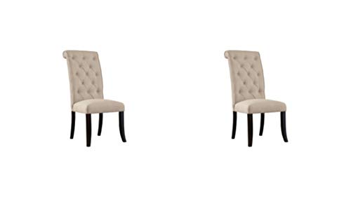 Signature Design by Ashley Tripton Classic Tufted Upholstered Armless Dining Chair, 2 Count, Beige