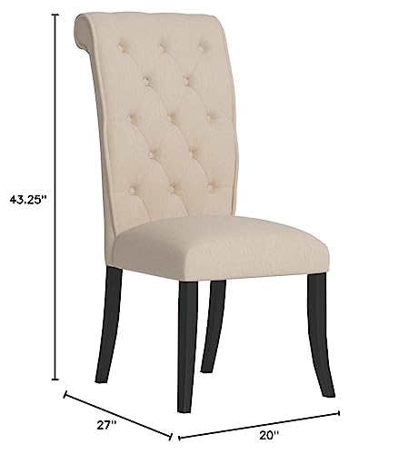 Signature Design by Ashley Tripton Classic Tufted Upholstered Armless Dining Chair, 2 Count, Beige