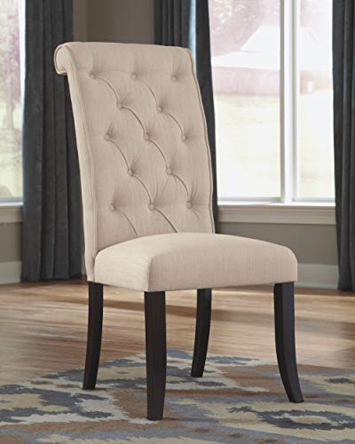 Signature Design by Ashley Tripton Classic Tufted Upholstered Armless Dining Chair, 2 Count, Beige