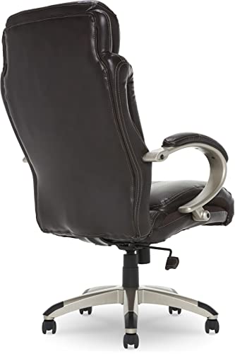 Serta Big and Tall Executive Office Chair with AIR Technology and Ergonomically Layered Body Pillows, Supports up to 350 Pounds, Bonded Leather, Roasted Chestnut