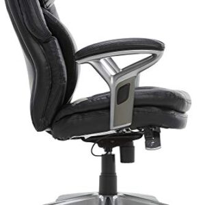 Elle Decor Anniston Wellness by Design Mid Office AIR Lumbar Technology, Ergonomic Computer Chair with Lower Back Support, Bonded Leather, Black