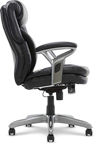 Elle Decor Anniston Wellness by Design Mid Office AIR Lumbar Technology, Ergonomic Computer Chair with Lower Back Support, Bonded Leather, Black