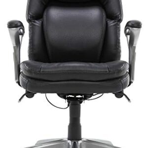 Elle Decor Anniston Wellness by Design Mid Office AIR Lumbar Technology, Ergonomic Computer Chair with Lower Back Support, Bonded Leather, Black