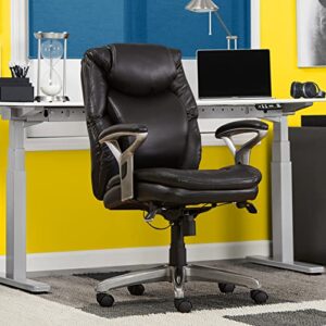 Elle Decor Anniston Wellness by Design Mid Office AIR Lumbar Technology, Ergonomic Computer Chair with Lower Back Support, Bonded Leather, Black