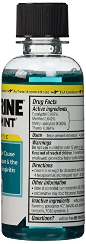 Listerine Cool Mint Antiseptic Mouthwash Travel Size 3.2 Ounces (Pack of 6)