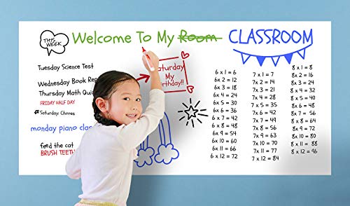 Wizard Wall® Instant Whiteboard, Repositionable Dry Erase Surface, 13” x 25’ Roll