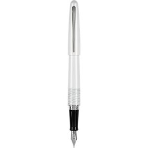 pilot mr animal collection fountain pen in gift box, matte white barrel with white tiger accent, medium point stainless steel nib, refillable black ink (91134)