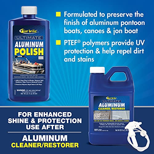 STAR BRITE Ultimate Aluminum Polish - Add a Deep Protective Shine, Remove Light Oxidation & Preserve Restored Finish - Marine Grade for Pontoons, Jon Boats & Canoes (087616)