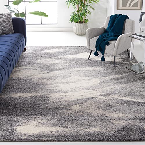 SAFAVIEH Retro Collection Area Rug - 9' x 12', Grey & Ivory, Modern Abstract Design, Non-Shedding & Easy Care, Ideal for High Traffic Areas in Living Room, Bedroom (RET2891-8012)