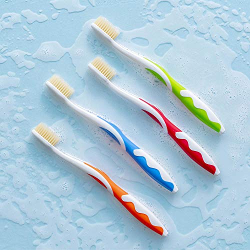 MOUTHWATCHERS Dr Plotkas Extra Soft Flossing Toothbrush Manual Soft Toothbrush for Adults, Ultra Clean Toothbrush, Good for Sensitive Teeth and Gums, Multicolor, 8 Pack