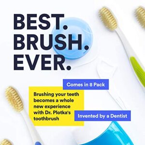 MOUTHWATCHERS Dr Plotkas Extra Soft Flossing Toothbrush Manual Soft Toothbrush for Adults, Ultra Clean Toothbrush, Good for Sensitive Teeth and Gums, Multicolor, 8 Pack