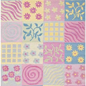 SAFAVIEH Kids Collection Area Rug - 5' x 8', Pink & Multi, Handmade Floral Wool, Ideal for High Traffic Areas in Living Room, Bedroom (SFK356A)