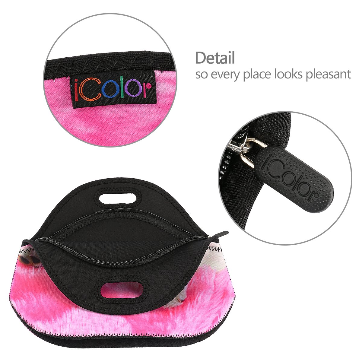 icolor Pink Dog Soft Friendly Insulated Lunch box - Bag Neoprene Handbag lunchbox Cooler warm Pouch Tote bag