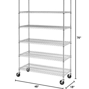 BestOffice 18x48x72 Storage Shelves Commercial Heavy Duty Metal Shelves Garage Organizer Wire Rack Shelving Storage Unit Shelf Adjustable Utility 6000 LBS Capacity,Chrome