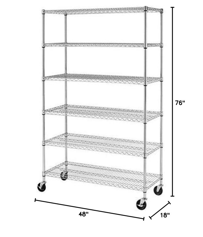 BestOffice 18x48x72 Storage Shelves Commercial Heavy Duty Metal Shelves Garage Organizer Wire Rack Shelving Storage Unit Shelf Adjustable Utility 6000 LBS Capacity,Chrome