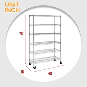 BestOffice 18x48x72 Storage Shelves Commercial Heavy Duty Metal Shelves Garage Organizer Wire Rack Shelving Storage Unit Shelf Adjustable Utility 6000 LBS Capacity,Chrome