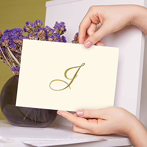 Designer Greetings Monogram Boxed Note Cards, Personalized Stationery Set (10 Count), Letter J