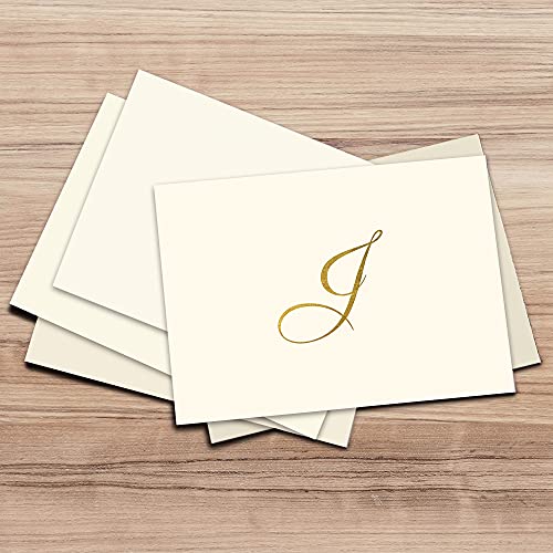 Designer Greetings Monogram Boxed Note Cards, Personalized Stationery Set (10 Count), Letter J