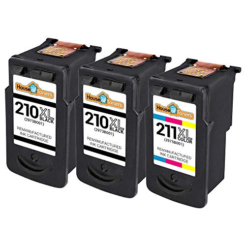 Houseoftoners Remanufactured Ink Cartridge Replacement for Canon PG-210XL & CL-211XL (2 Black & 1 Color, 3-Pack)