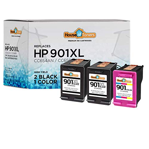 Houseoftoners Remanufactured Ink Cartridge Replacement for HP 901XL & 901 (2 Black & 1 Color, 3-Pack)