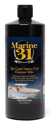 Marine 31 Gel Coat Heavy-Cut Cleaner Wax, 32 Oz. Bottle, Harbor Safe & Eco-Friendly Liquid Oxidation Remover for Painted & Coated Boat Surfaces, M31-241