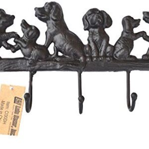 Lulu Decor, Cast Iron 5 Dog Key Hooks, Ideal for Dog Lovers (Antique Black)