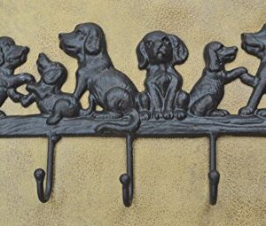 Lulu Decor, Cast Iron 5 Dog Key Hooks, Ideal for Dog Lovers (Antique Black)