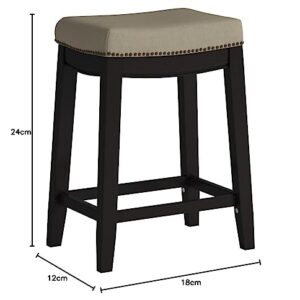 Linon Linen and Dark Backless Claridge Stool, Counter Height, Beige & Dark Walnut