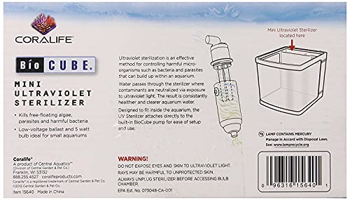 Coralife Biocube Ultraviolet Sterilizer Mini, 5 Watt UV Lamp