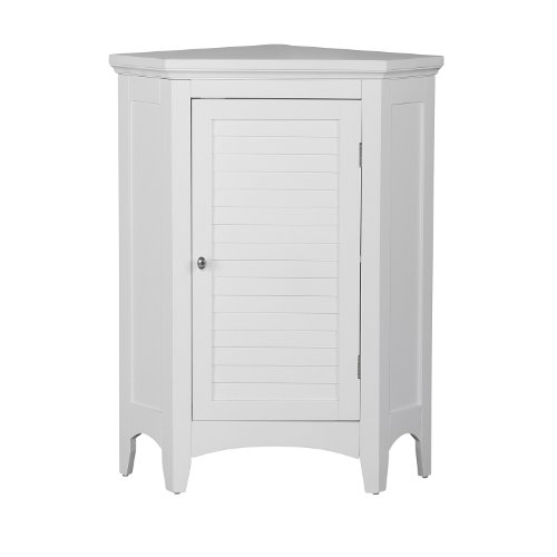 Teamson Home Glancy One Shutter Doors Wooden Corner Stand Floor Cabinet White