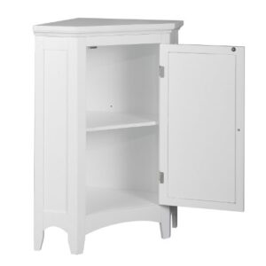 Teamson Home Glancy One Shutter Doors Wooden Corner Stand Floor Cabinet White