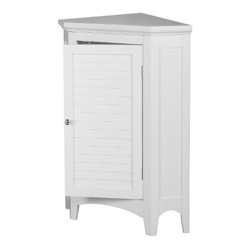 Teamson Home Glancy One Shutter Doors Wooden Corner Stand Floor Cabinet White