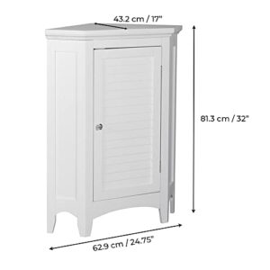 Teamson Home Glancy One Shutter Doors Wooden Corner Stand Floor Cabinet White