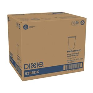 Georgia-Pacific 5356DX Dixie PerfecTouch 16 oz. Insulated Paper Hot Coffee Cup by PRO , Coffee Haze, 500 Count (25 Cups Per Sleeve, 20 Sleeves Per Case), Coffee Haze Design, White/ multicolor