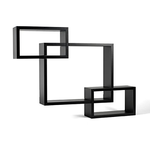 Melannco Interlocking Floating Wall Mount Shelves, Espresso, Set of 3 - 5091208