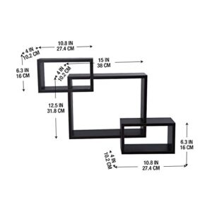 Melannco Interlocking Floating Wall Mount Shelves, Espresso, Set of 3 - 5091208