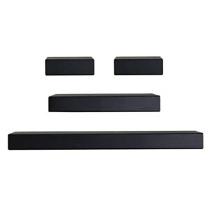 melannco floating chunky shelves for bedroom, living room, bathroom, kitchen, nursery, set of 4, black, 4 count