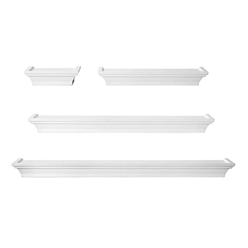 MELANNCO Floating Wall Shelves for Bedroom, Living Room, Bathroom, Kitchen, Nursery, Set of 4, White, 4 Count