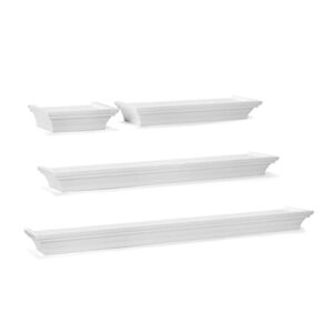 MELANNCO Floating Wall Shelves for Bedroom, Living Room, Bathroom, Kitchen, Nursery, Set of 4, White, 4 Count