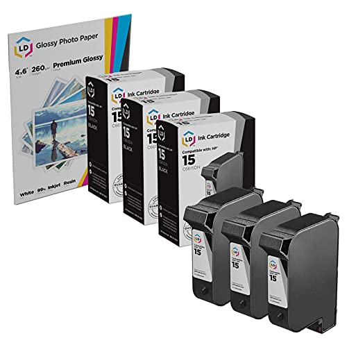 LD Remanufactured Ink Cartridge Replacement for HP 15 C6615DN (Black, 3-Pack)