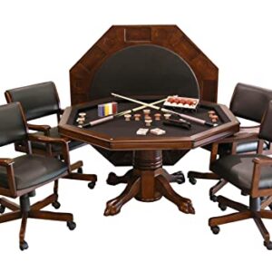 Fairview Game Rooms 3-in1 Combination Game & Dining Table Set with 4 Rocker-Swivel Chairs- (Chestnut)