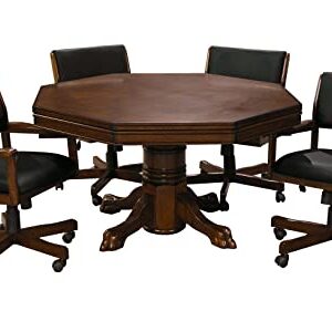 Fairview Game Rooms 3-in1 Combination Game & Dining Table Set with 4 Rocker-Swivel Chairs- (Chestnut)