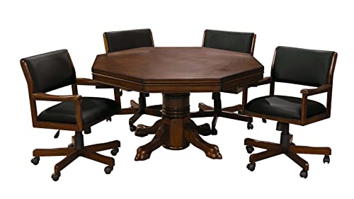 Fairview Game Rooms 3-in1 Combination Game & Dining Table Set with 4 Rocker-Swivel Chairs- (Chestnut)