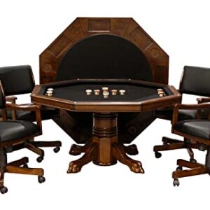 Fairview Game Rooms 3-in1 Combination Game & Dining Table Set with 4 Rocker-Swivel Chairs- (Chestnut)